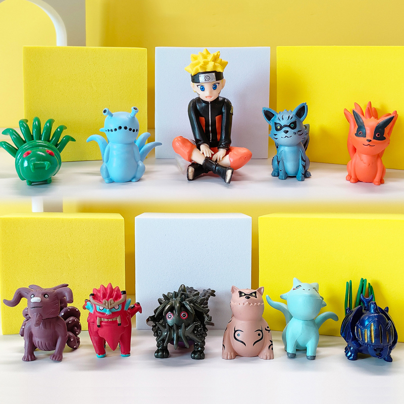 11Pcs/Set 3.5-8cm Naruto Anime Figure Uzumaki Naruto Q Version Bijuu ...