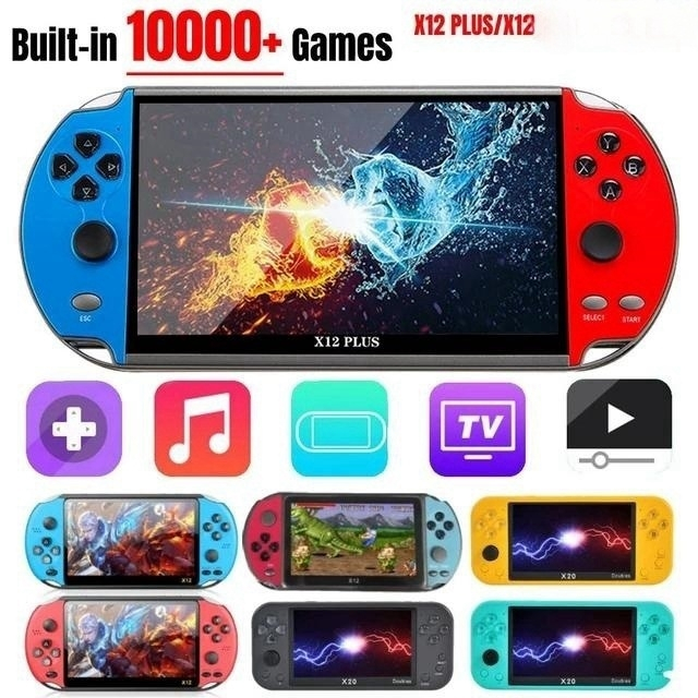 X12 Plus/X7 PLUS Handheld Game Console 5.1/7.1 Inch HD Screen Built-in10000+ Games Portable ...