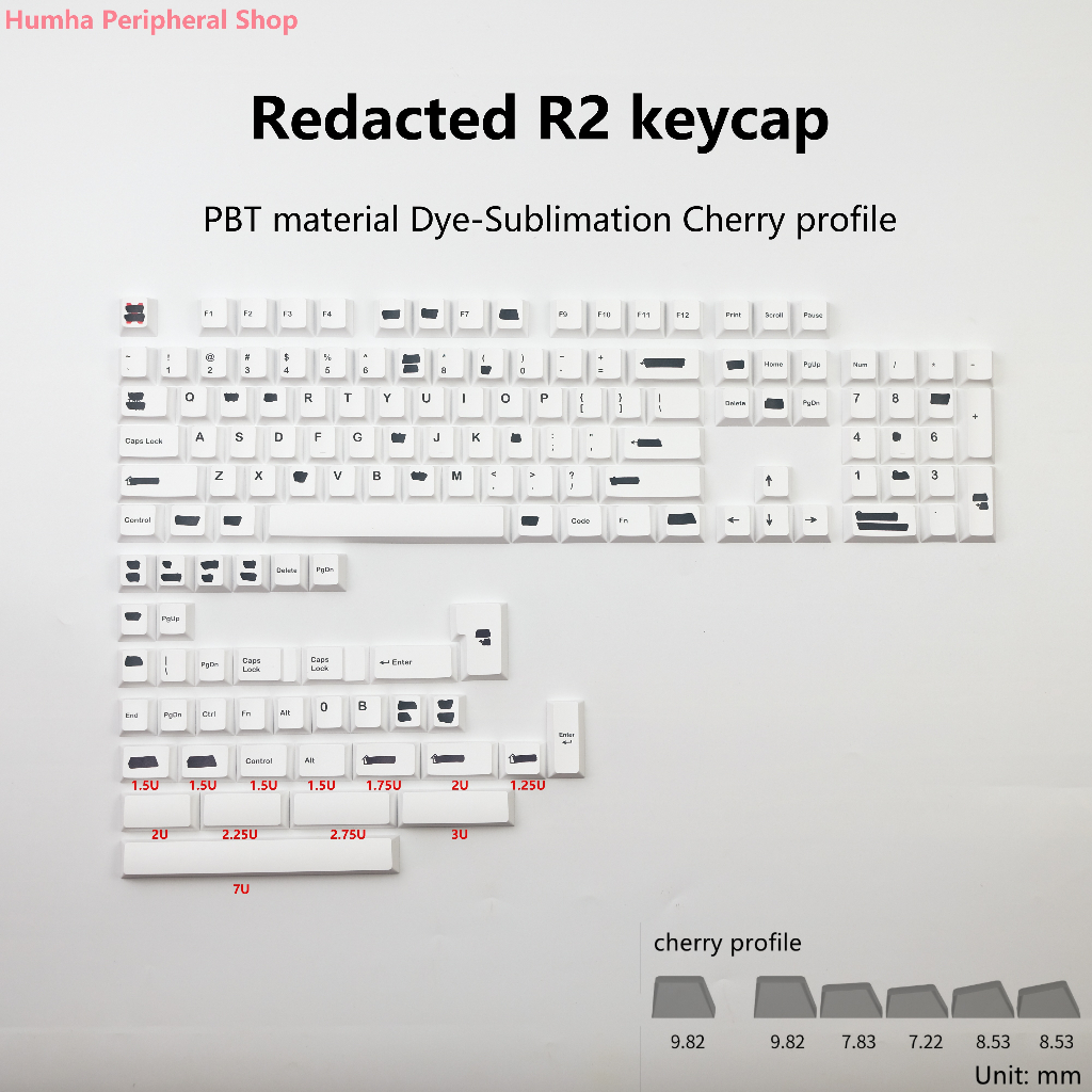 Humha Redacted R2 keycaps PBT material Dye-Sublimation Cherry profile ...