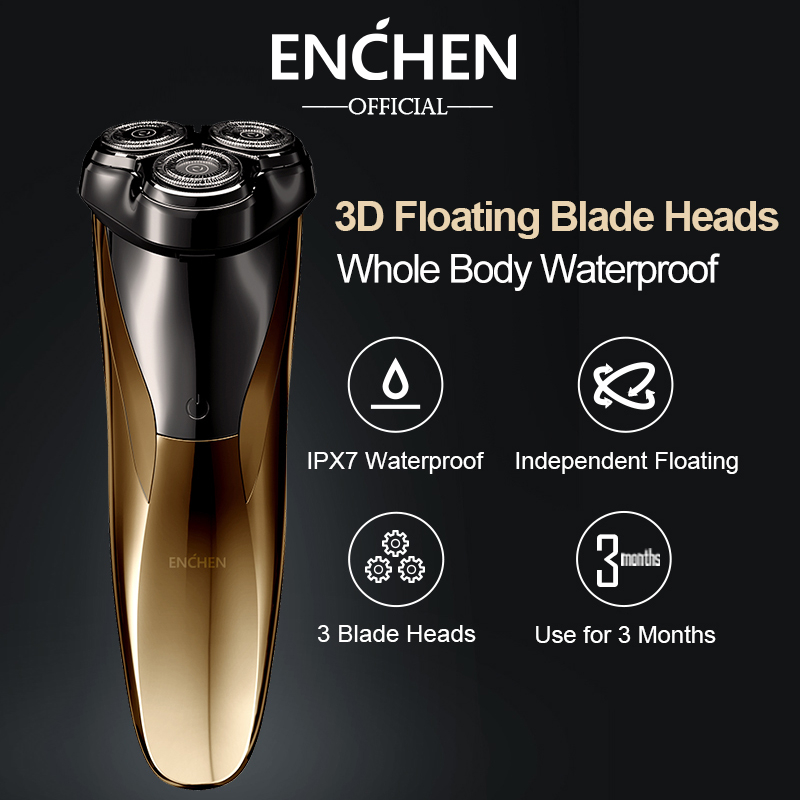 ENCHEN Blackstone3CJ Gold Electric Shaver Triple Blade Floating Razor ...