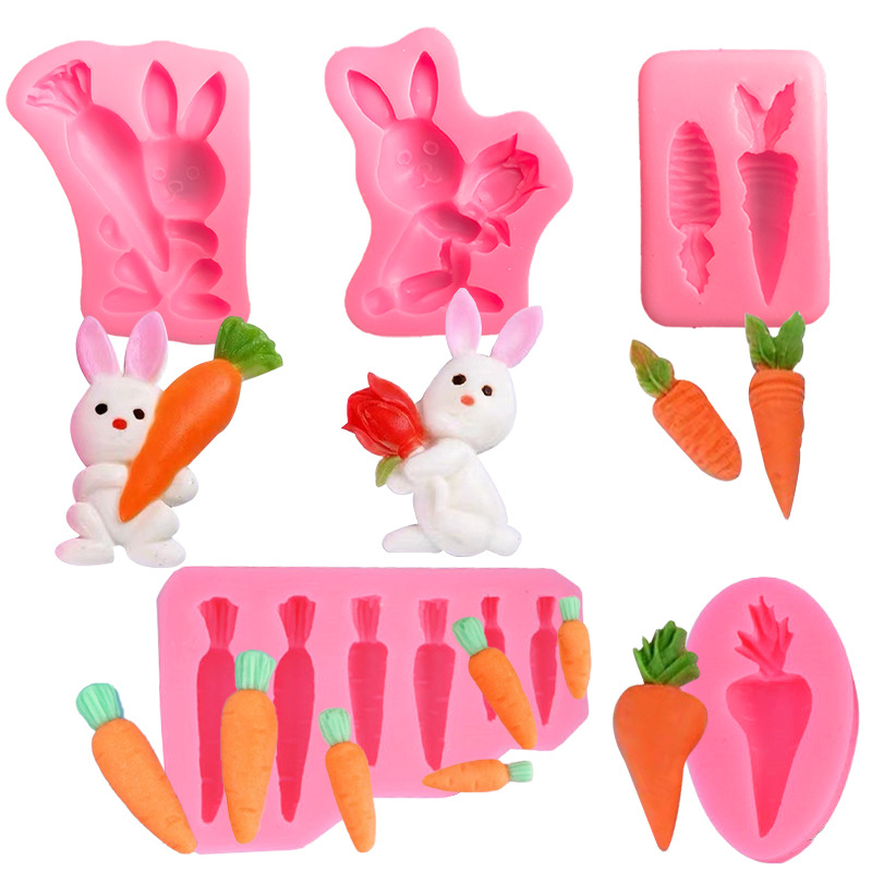 Easter Bunny Carrot Silicone Mould Rabbit Jelly Silicone Pudding Mousse ...