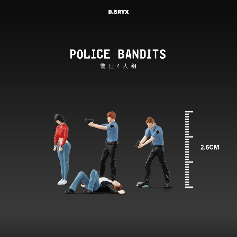 1/64 Diorama Figure Model Simulation Police Figures Model Scene Display ...