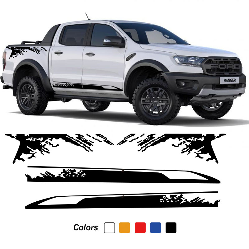 2/4 PCS Large Size Carbon Fiber Vinyl Stickers For Ford Ranger Raptor ...