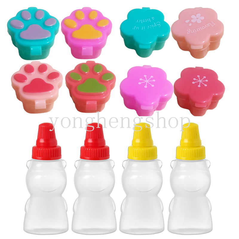 4pcs/set Mini Seasoning Sauce Bottle Portable Ketchup Salad Dressing ...