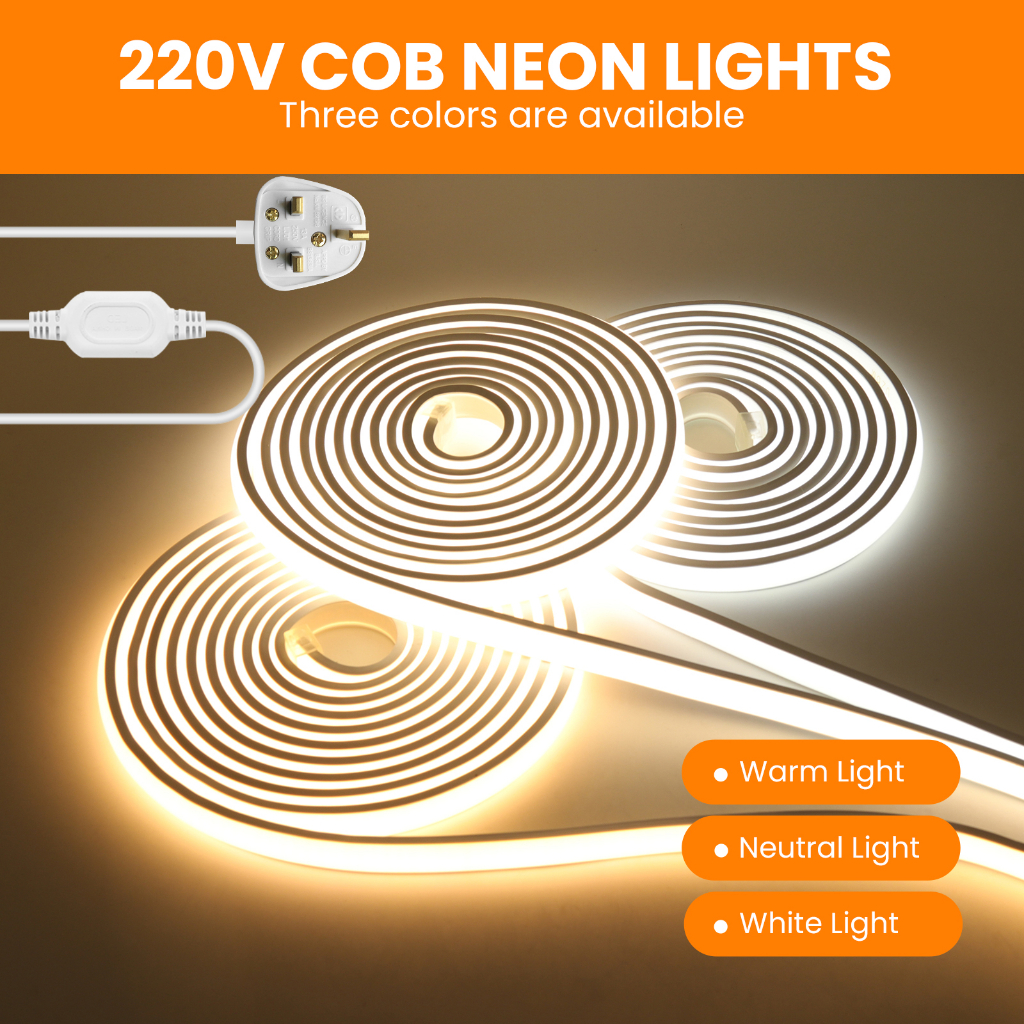 COB LED Light Strip 220V 288LEDs/m Waterpoof Flexible LED Ribbon With ...