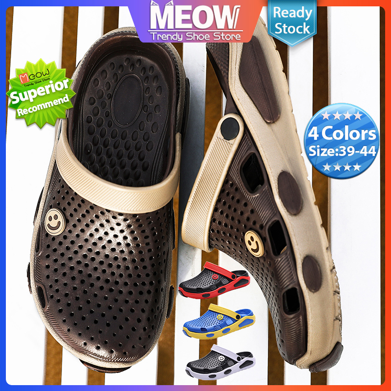 Ready Stock Men Clogs Sandal Sport Selipar Lelaki Smile Clog Hole Shoes ...