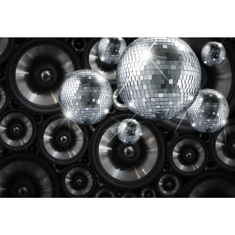 7x5ft Disco Party Backdrop Silver Disco Ball Stage Night Club Music ...