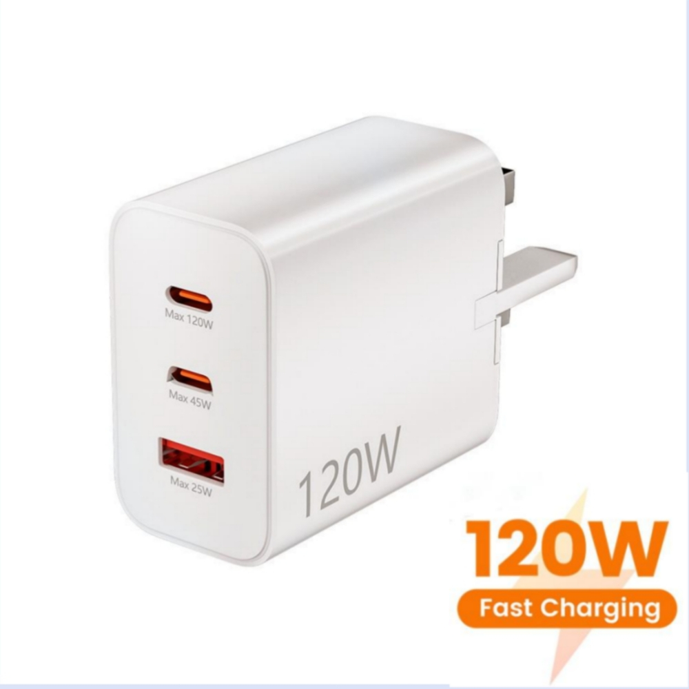 120W 3 Ports USB Charger Type C Fast Charging Quick Charge Cell Phone ...