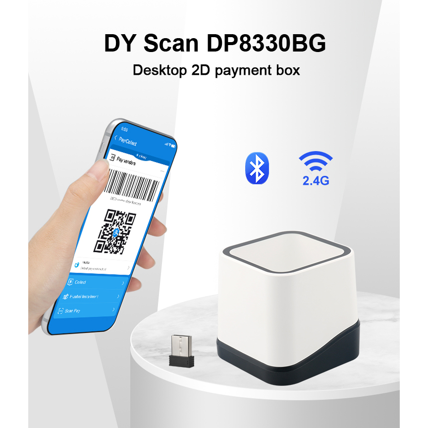 1D 2D QR Desktop Barcode Reader Bluetooth Omnidirectional Barcode ...