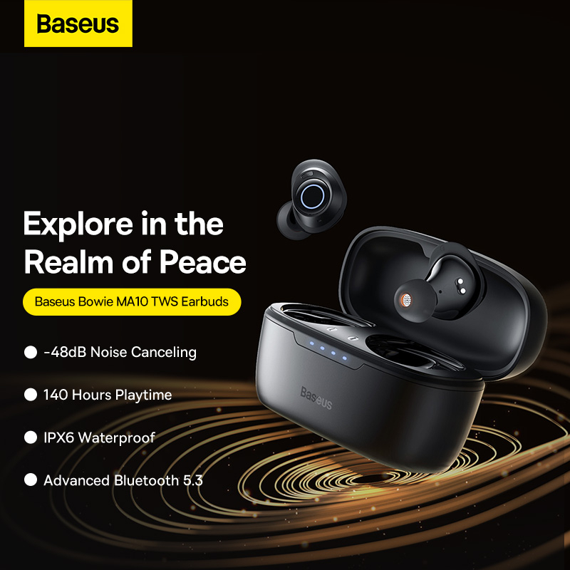 Baseus Bowie MA10/MA10 Pro ANC Wireless Earphone Bluetooth 5.3 48dB ...