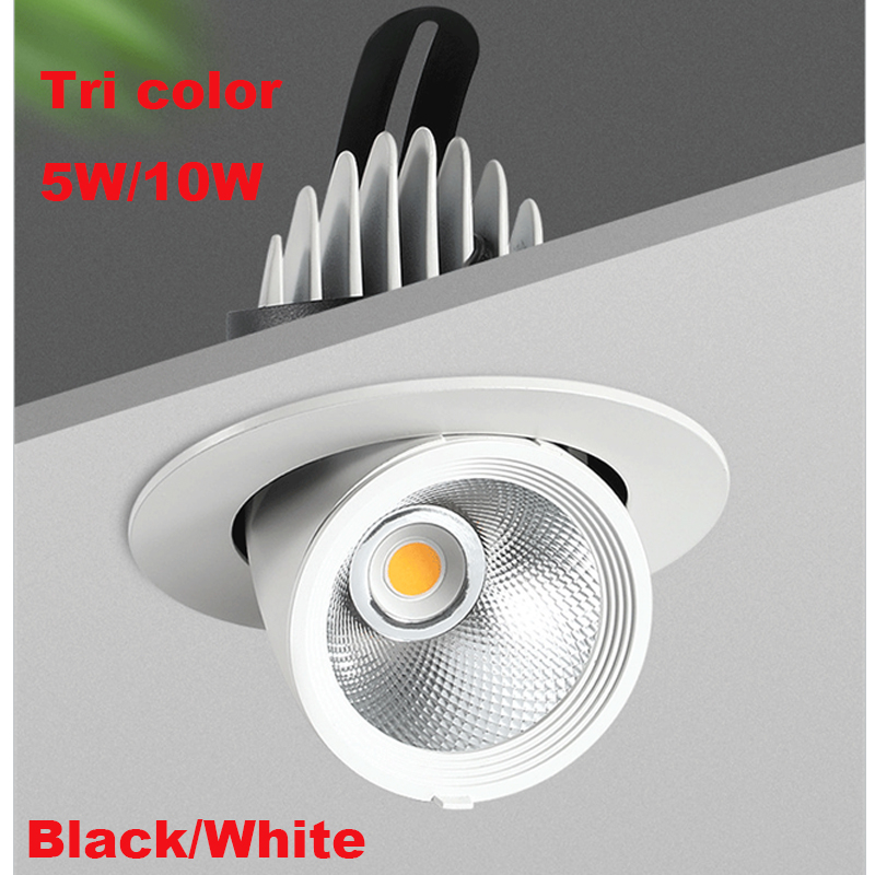 3 Colors LED Downlight 360 Degree Angle Rotatable Ceiling Recessed Spot ...