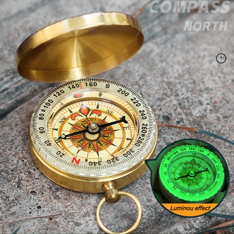 Luminous Compass Brass with Flip Compass Compass Portable Pocket Watch ...