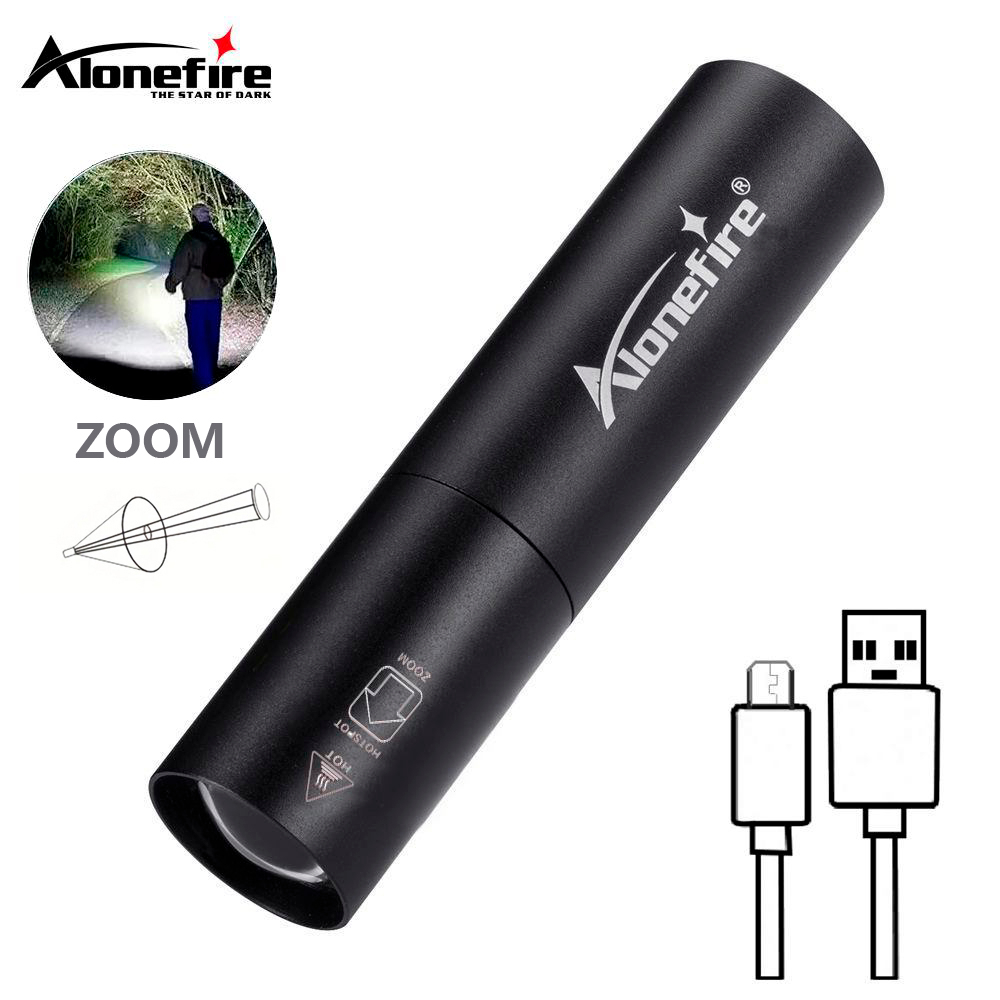 Alonefire SV2 Zoom Portable Mini Rechargeable LED Flashlight Waterproof ...
