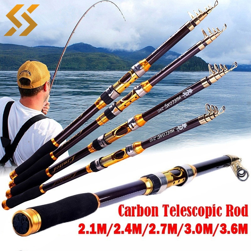 Spinning Fishing Rod Ultralight Carbon Fiber Portable Telescopic ...