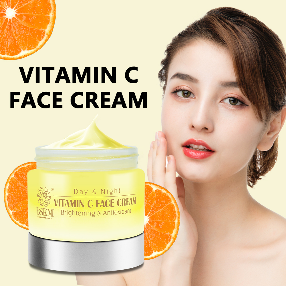 BSKM Vitamin C Face Cream Brighten Skin Tone Remove Dark Spots Whitening Facial VC Fade Freckles ...