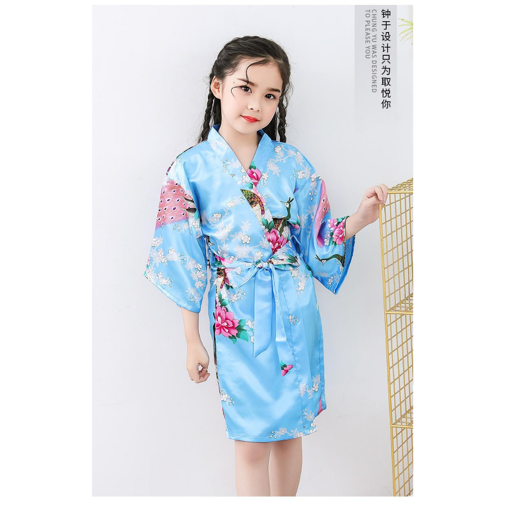 Children's pajamas girls' kimonos thin princess sleepwear bathrobes ...