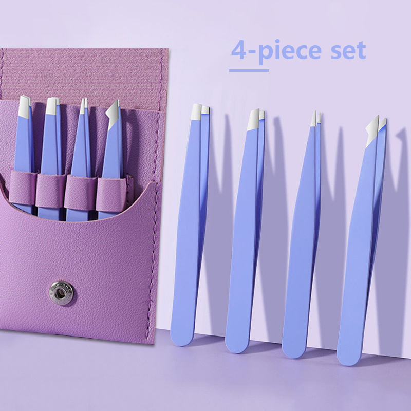 4 Pack Eyebrow Tweezers Hair Puller Stainless Steel Slanted Eyebrow ...