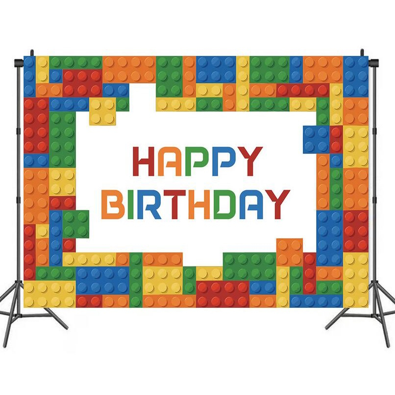 120x90cm Lego blocks Happy Birthday Theme Photography Backdrops ...