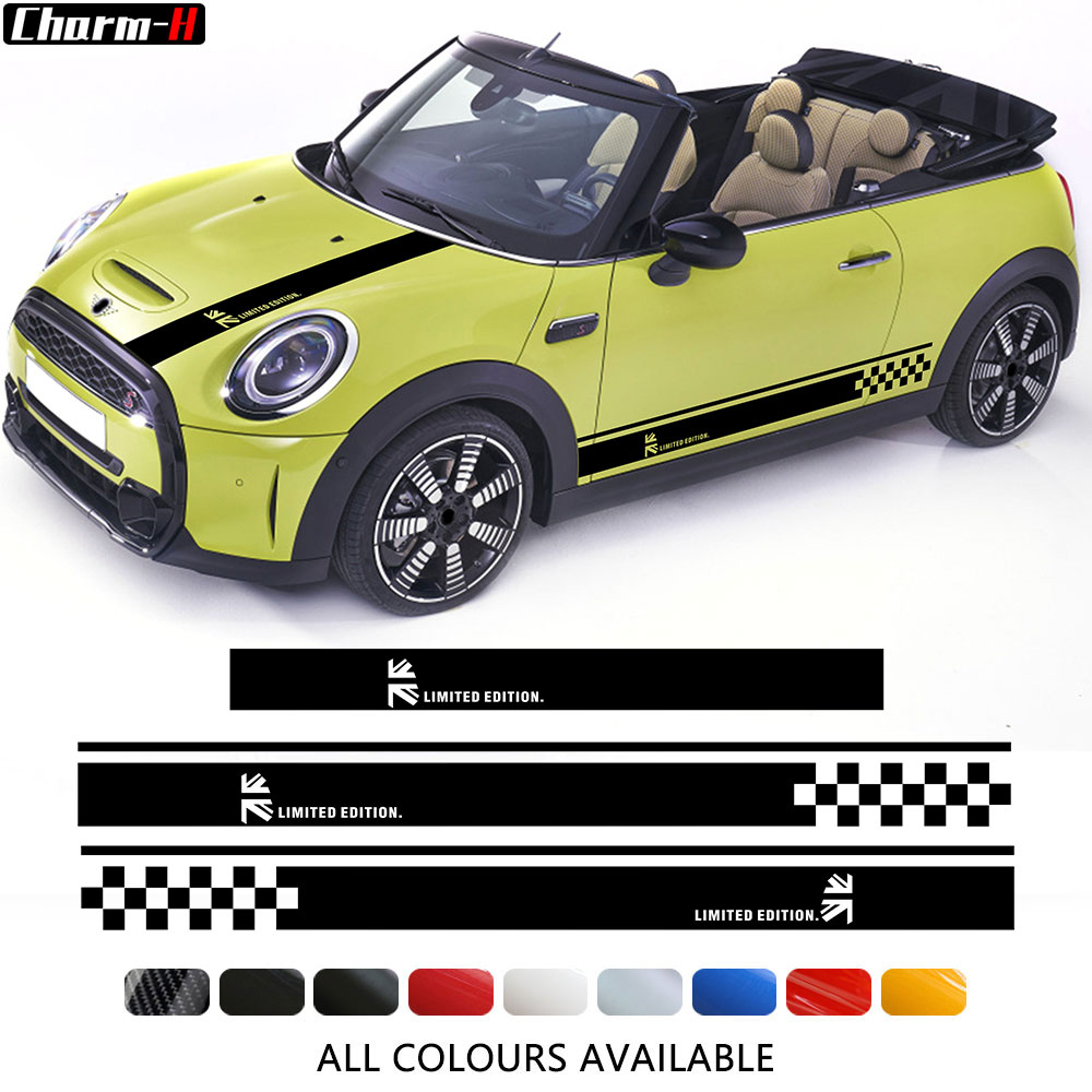 Car Bonnet Decals Side Skirt Stripes for MINI COOPER R50 R52 R53 R56 ...