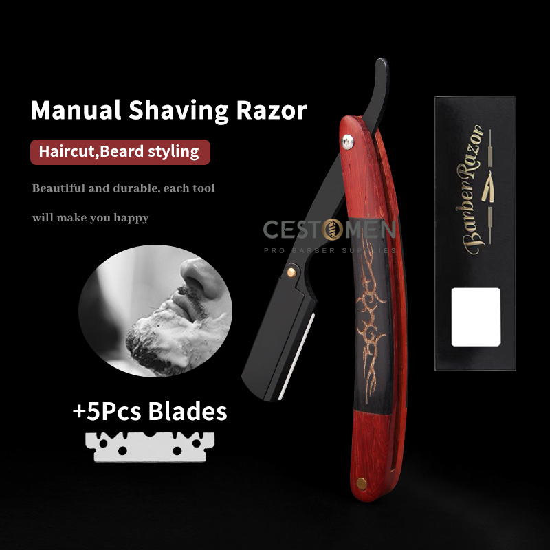 New Style Men Manual Shaver Red Acid Twig Wood Razors Stainless Steel ...