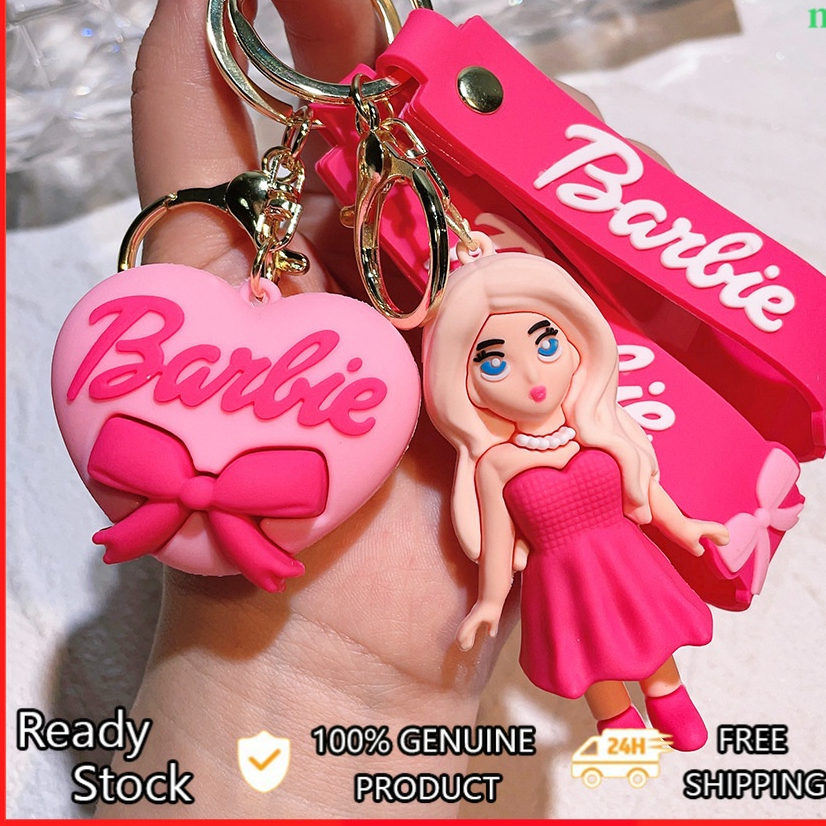 Cute Pink Barbie Key Chain Cartoon Doll Pendant Love Key Ring Backpack ...