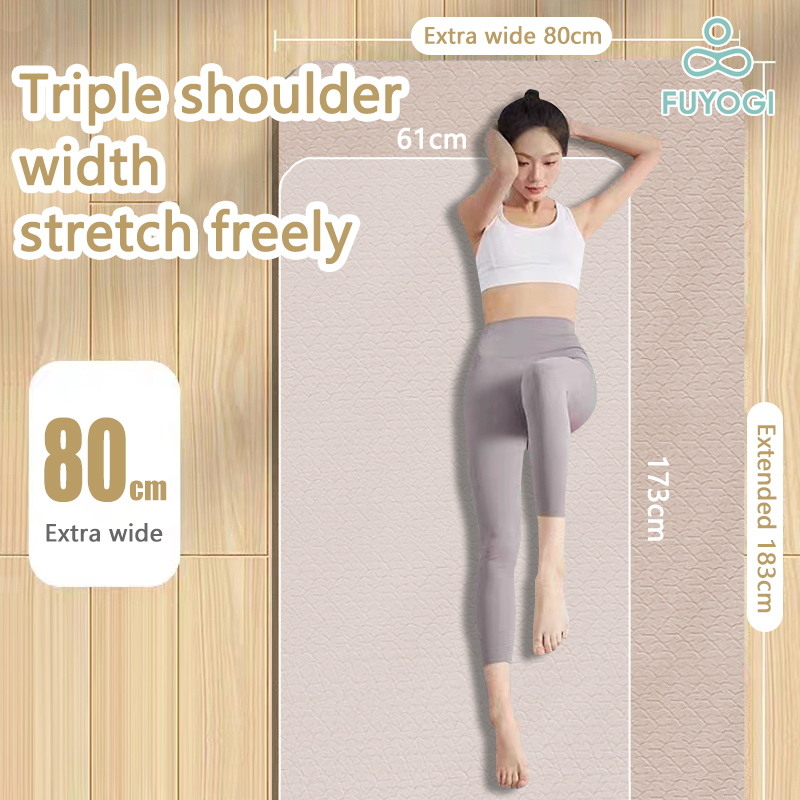 FUYOGI Yoga Mat 8MM TPE Non-Slip Fitness 80CM Widen Tasteless Thickened ...
