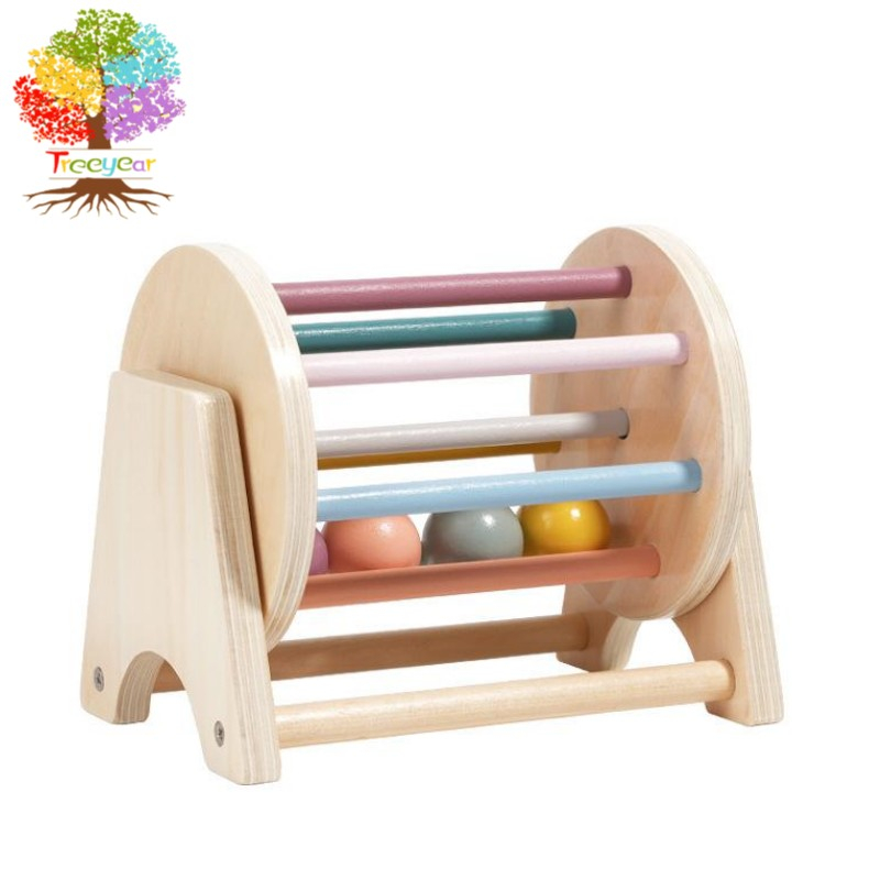 Montessori Wooden Rainbow Spinning Toy Drum | Montessori Baby Toy 3 ...
