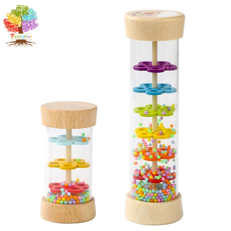 Wooden Rainstick Rainbow Rainmaker Toy Rhythm Instrument and Rattle for ...
