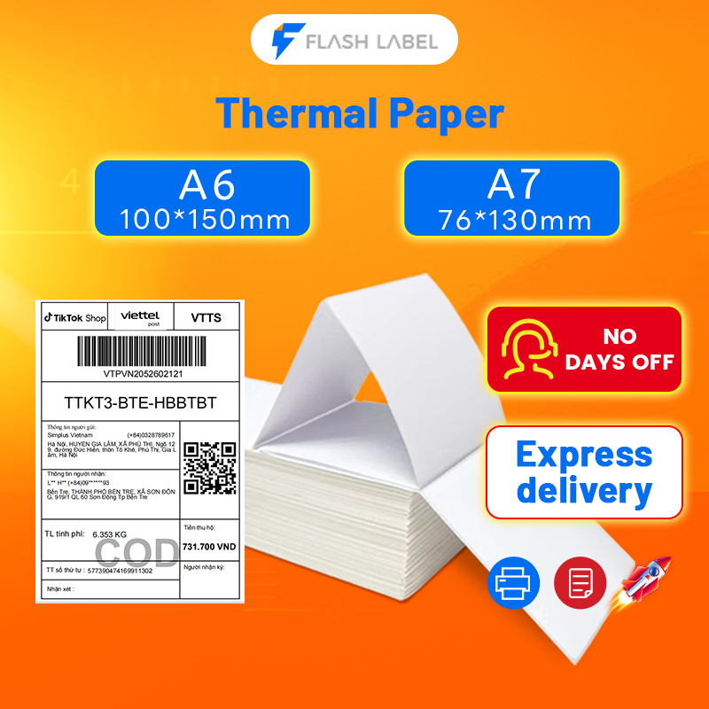 Waybill Sticker Fold & Roll Thermal Paper A6 100*150mm waterproof ...