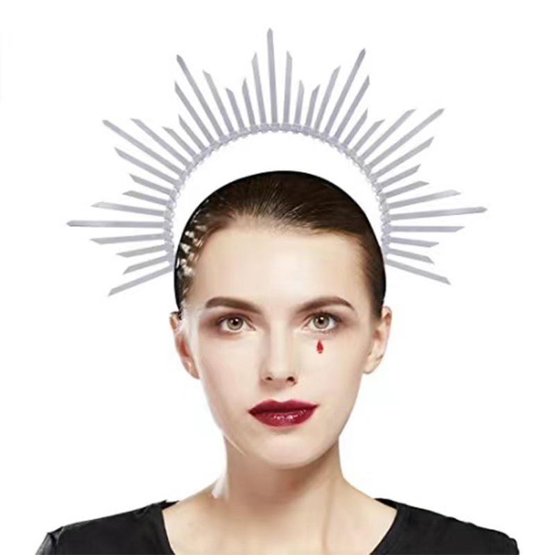 Greek Mary Halocrown Headband Crown Headpiece Baroque Tiara Spiked ...