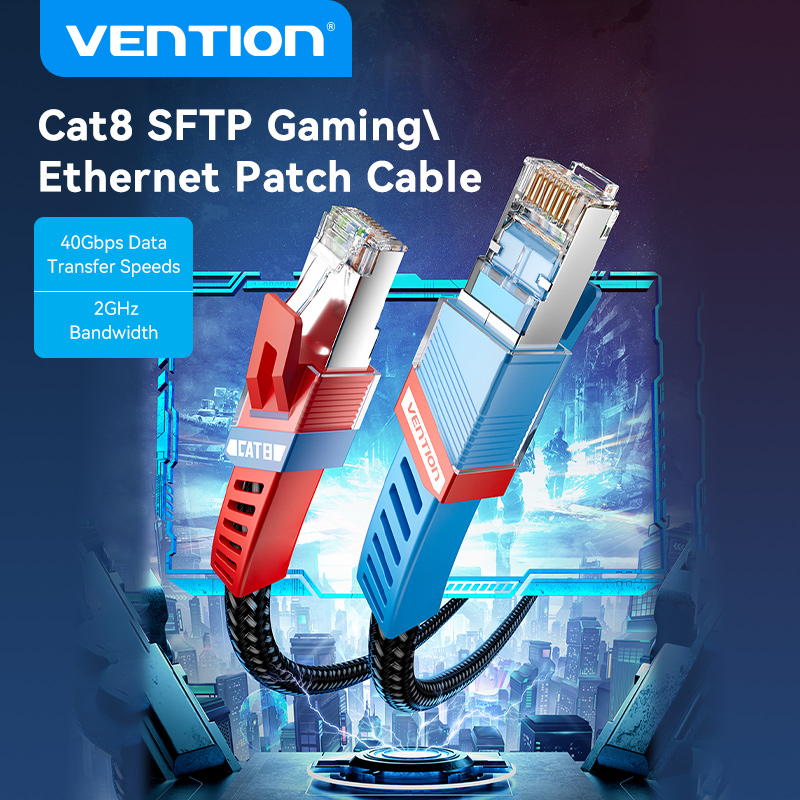 Vention Cat 8 Ethernet Cable High Speed 40Gbps Gold Plated RJ45 ...