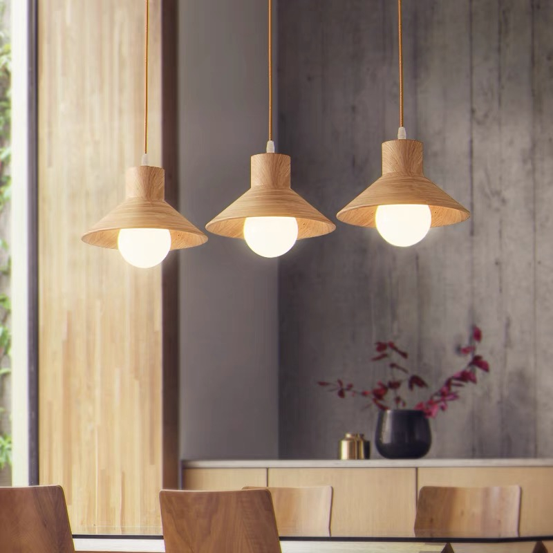 Japanese Wooden Pendant Light Modern Dining Light Bedroom Bedside ...