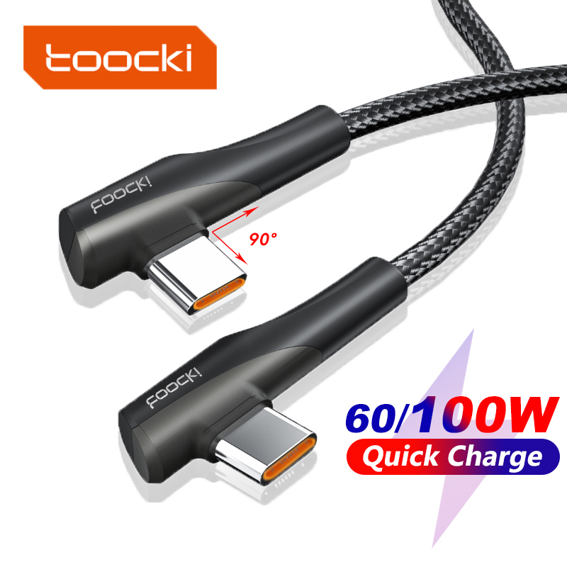Toocki 100w Type C Cable Dual 90 Degree Elbow Data Game Cable 60W Type ...