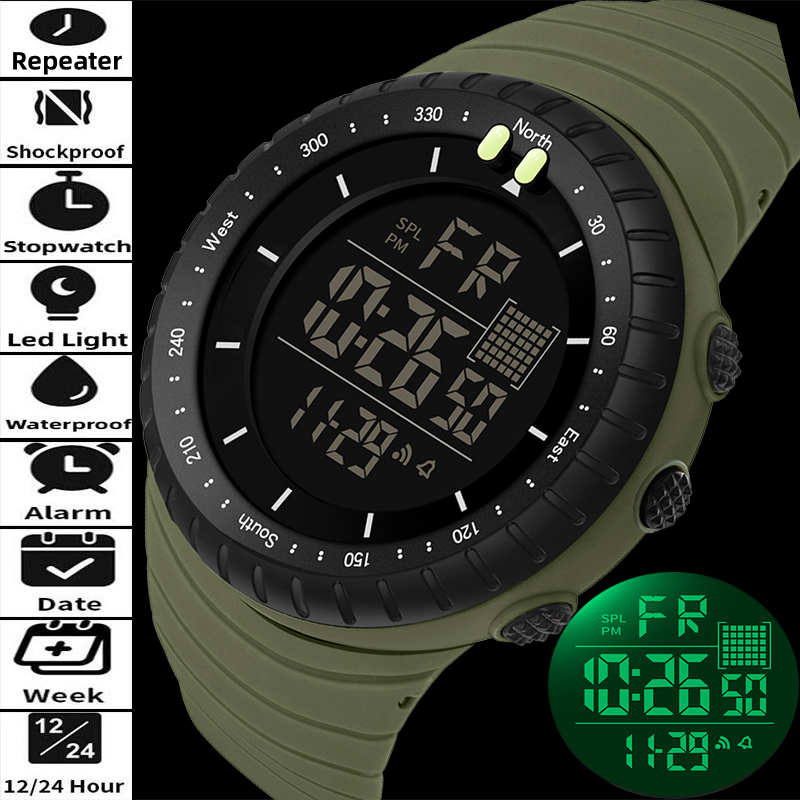 Synoke Fashion Big Size Dail Military Watch for Man 50M Waterproof Led ...