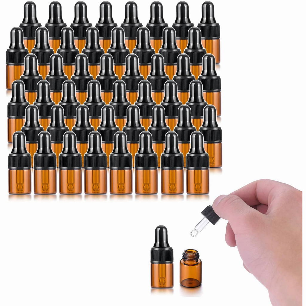 40 Pieces 1ml 2ml 3ml 5ml Amber Glass Empty Dropper Bottles,Essential ...