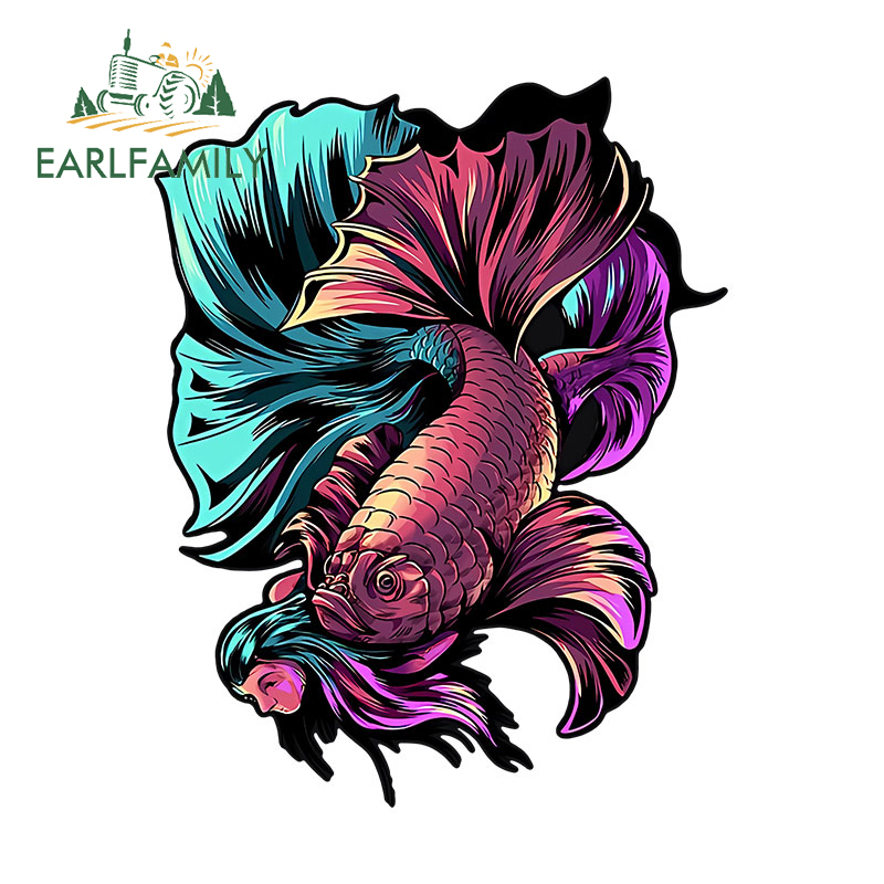 EARLFAMILY 13cm x 11.8cm arowana fish with fowers vector Car Sticker ...