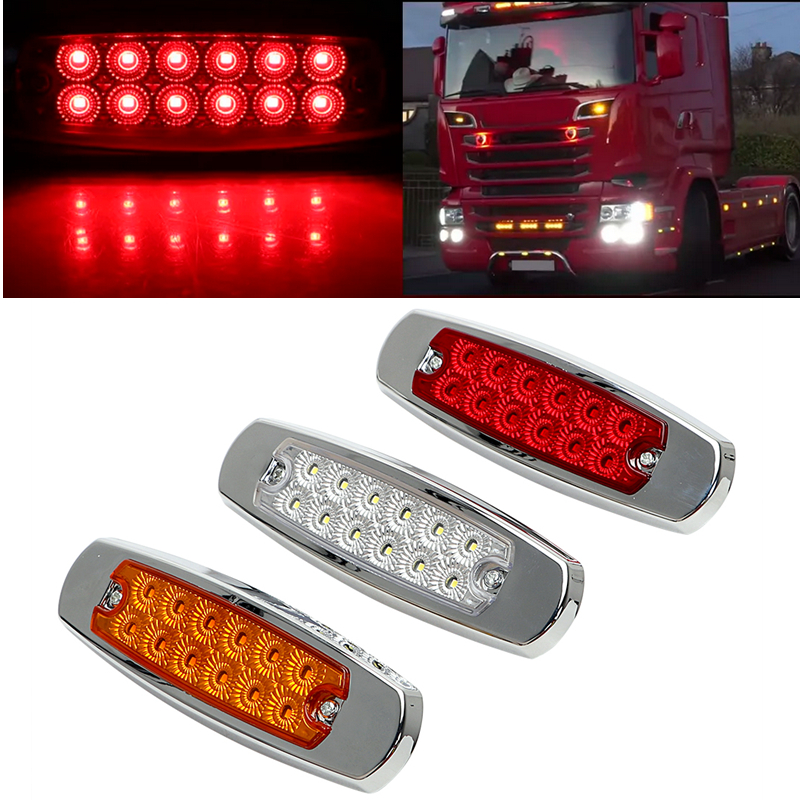 2Pcs Car Truck Bus Trailer Lorry Side Marker Indicator Light Warning ...