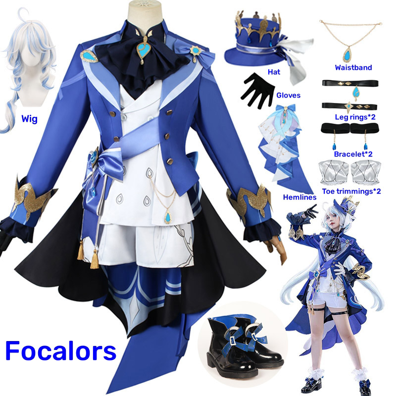 Genshin Impact Fontaine Character Focalors Cosplay Costume Full Set ...