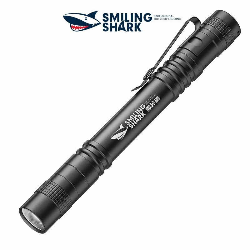 SMILING SHARK LED Torch Light XPE Super Bright Pen Light Flashlight ...