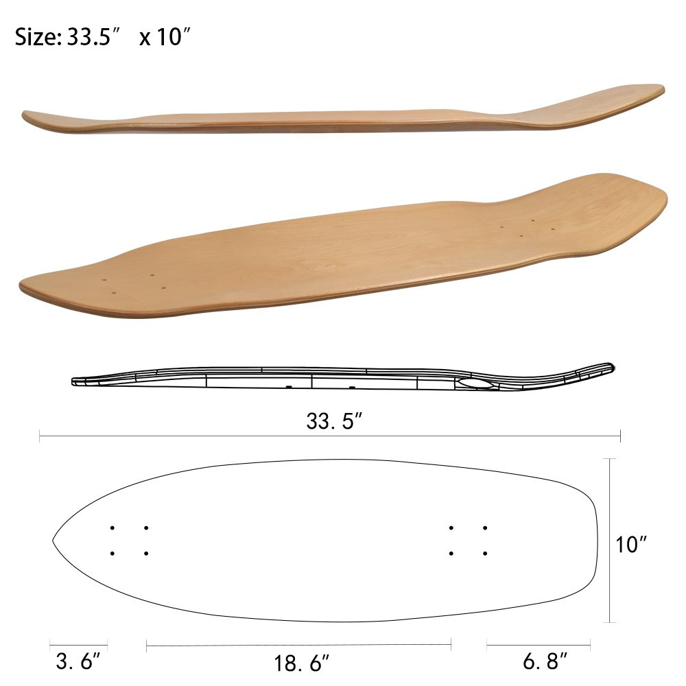 surf skate deck pro quality skateboard deck 30-36inch blank deck 7 ...