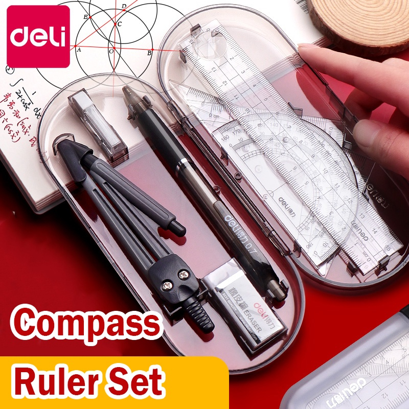 Deli Compass Ruler Set 8 Pcs Set Student Drawing Exam Draw Geometry ...