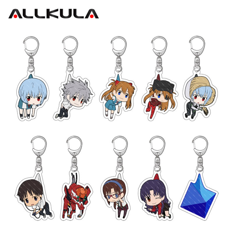10 Styles EVA Key Chains Classic Anime Key Ring Souvenir Evangelion ...