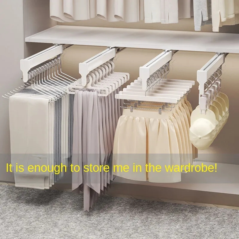 Household High-End Wardrobe Built-In Top-Mounted Pants Storage Rack ...