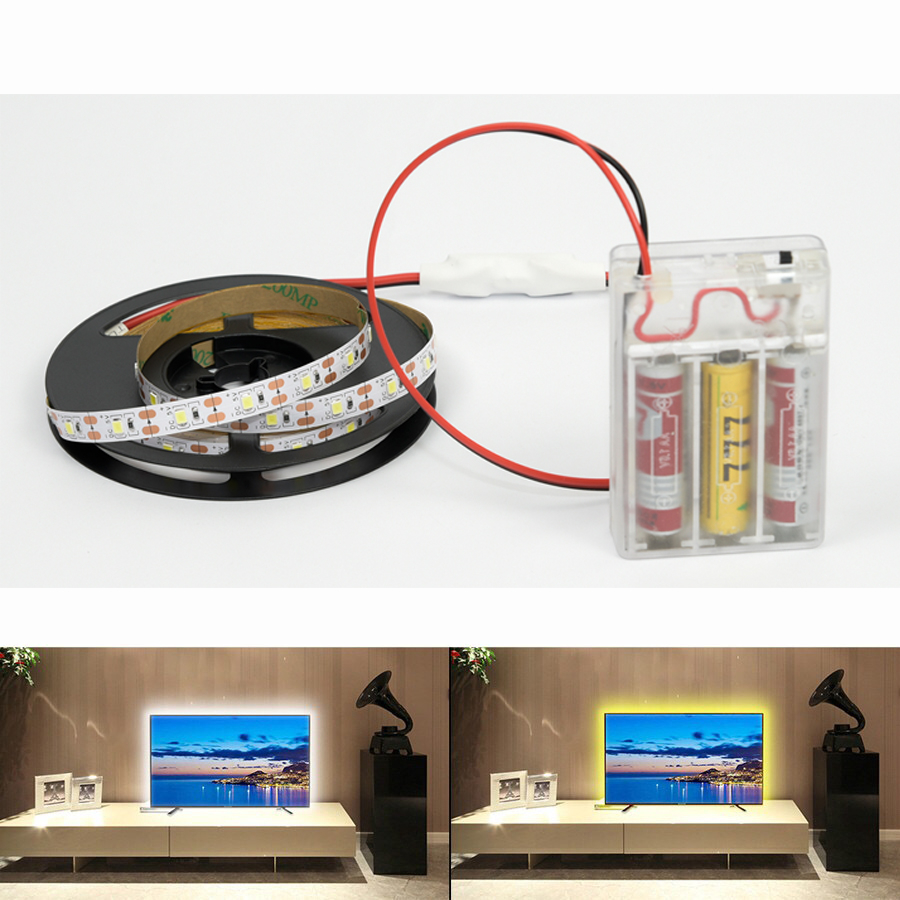 50cm-7m Battery box led Strip light Flexible Diode Ribbon For Room ...