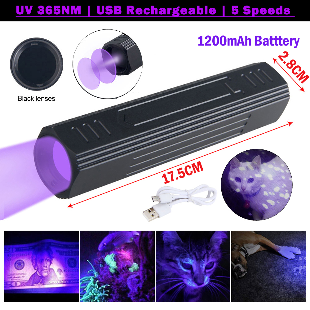 UV Flashlight 365nm UV light Rechargeable lampu suluh terang jarak jauh 50000 mini torch light ...