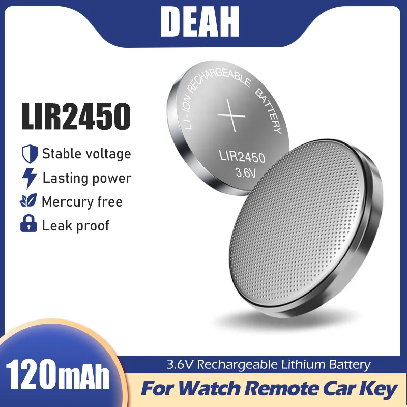 New LIR2450 LIR 2025 3.6V 120mAh Rechargeable Lithium Battery For ...