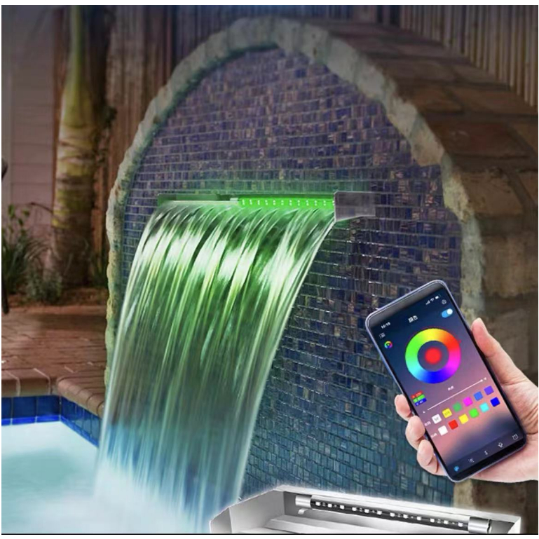 Factory Outlet，Pool Waterfall With LED Strip Lights Waterfall Spillway ...