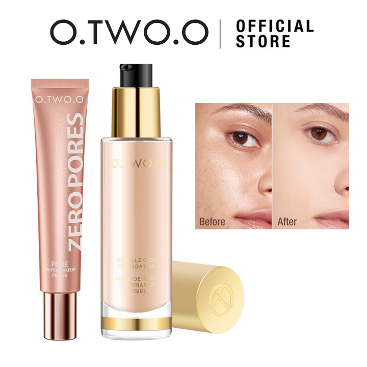 O.TWO.O Poreless Primer And Foundation 2pcs Full Coverage Face Makeup ...