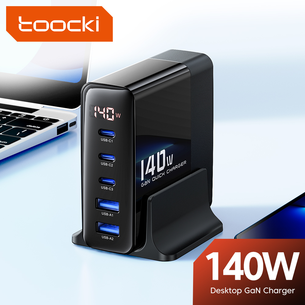 Toocki 140W GaN Charger PD4.0 QC3.0 Type C Digital Display Quick ...
