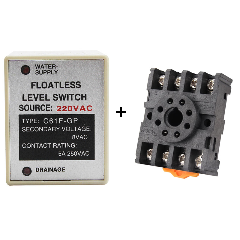 C61F-GP level relay water level controller switch pump with base socket AC220V 50/60 Hz 8 Pin ...